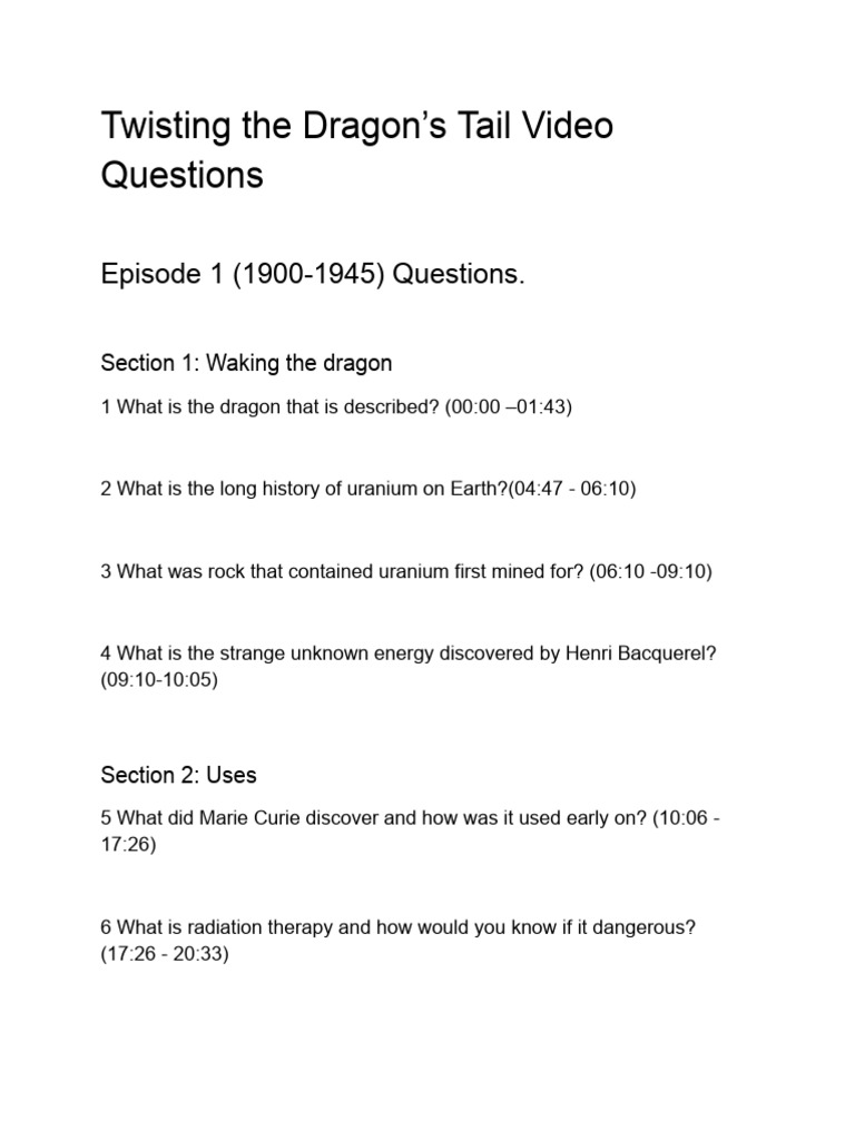 Uranium: Twisting the Dragon's Tail Answers | PDF