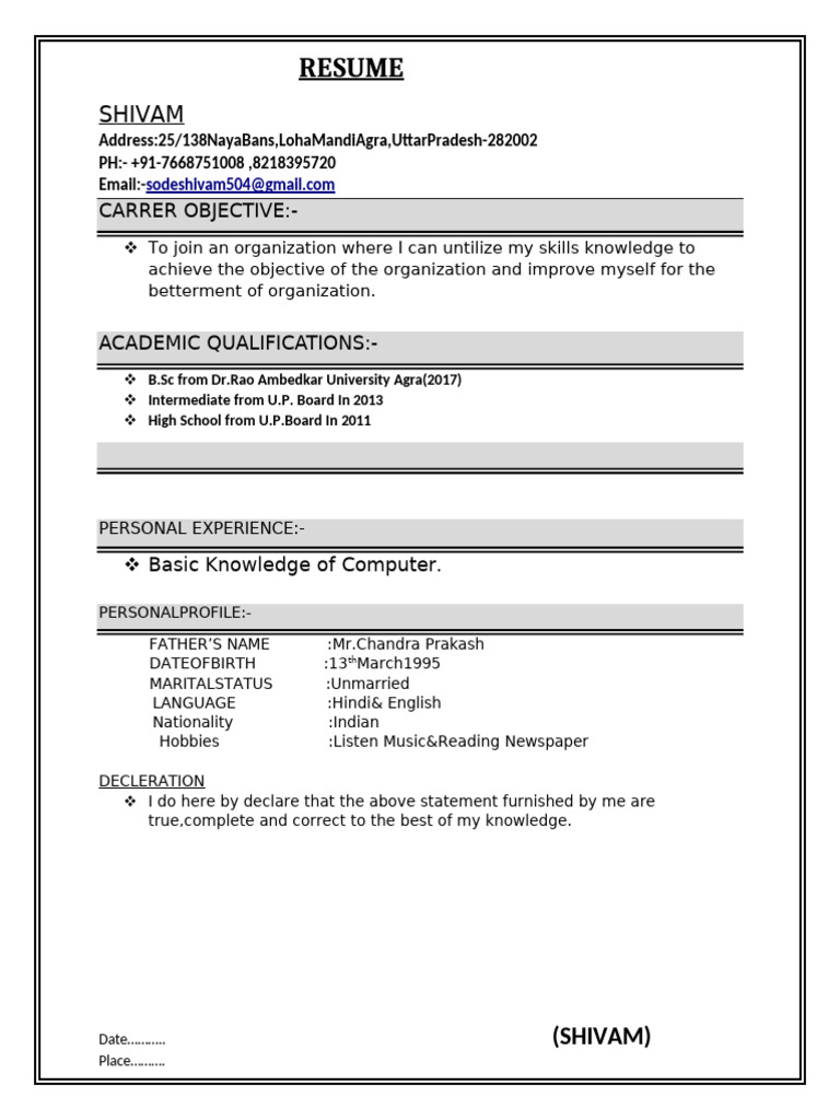 Shivam Resume | PDF
