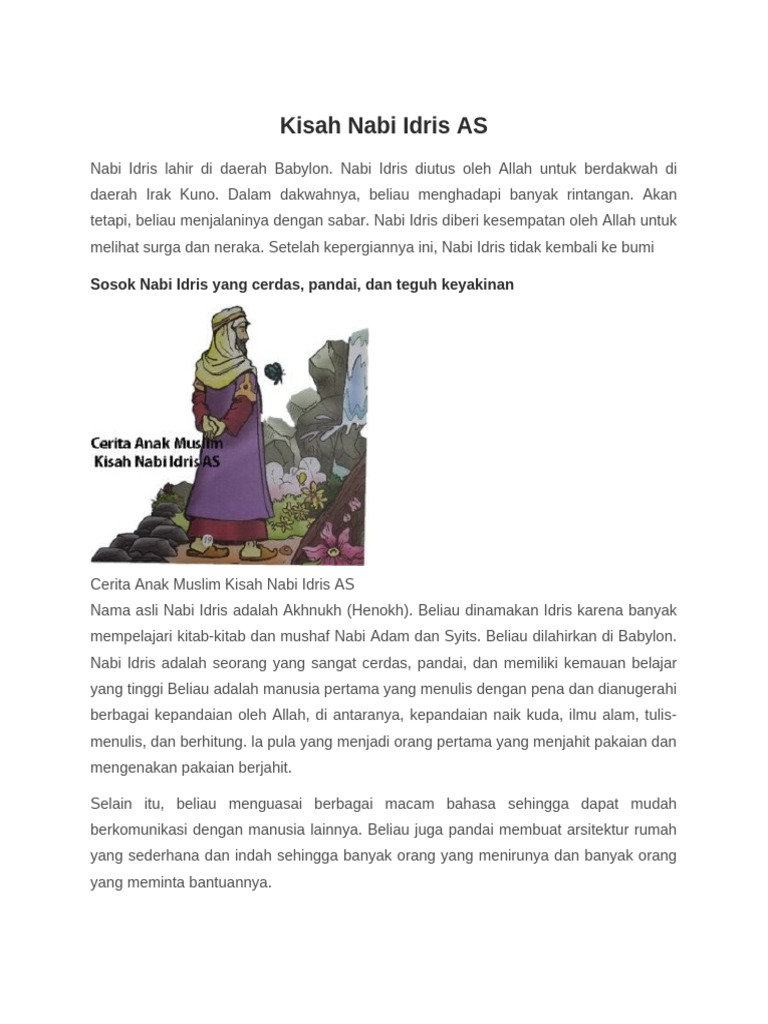 Kisah Inspiratif Nabi Idris AS | PDF