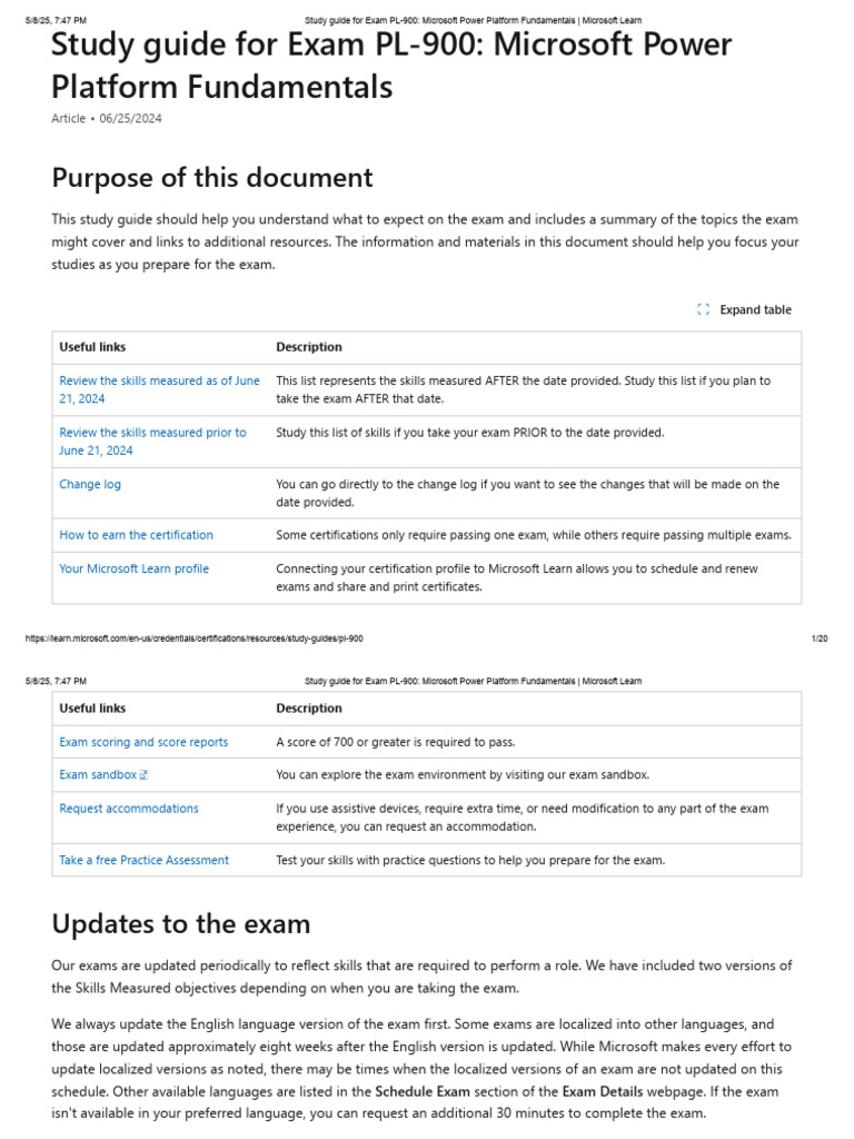 Study Guide For Exam PL-900 - Microsoft Power Platform Fundamentals ...