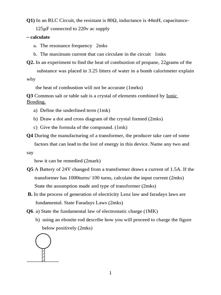 Proposed Questions - 2023 - 2024modi | PDF | Gases | Salt (Chemistry)