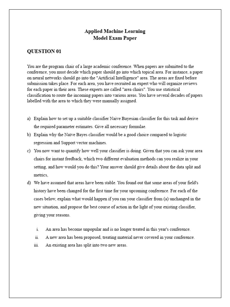 Model Paper - Applied Machine Learning | PDF | Statistical Classification | Support Vector Machine