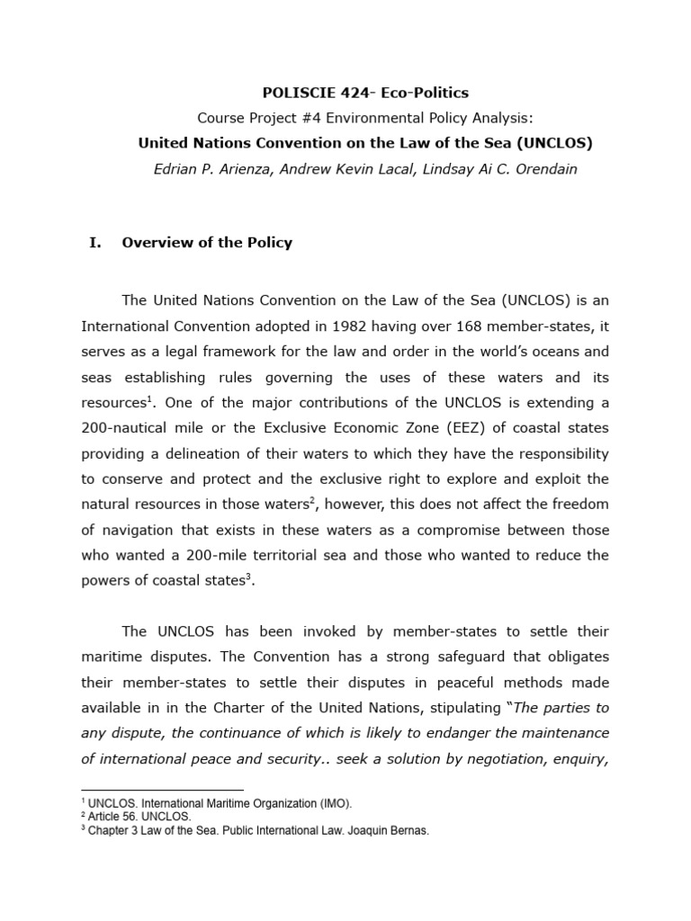 P424 - Course Project 4. G1. | PDF | South China Sea | United Nations Convention On The Law Of ...