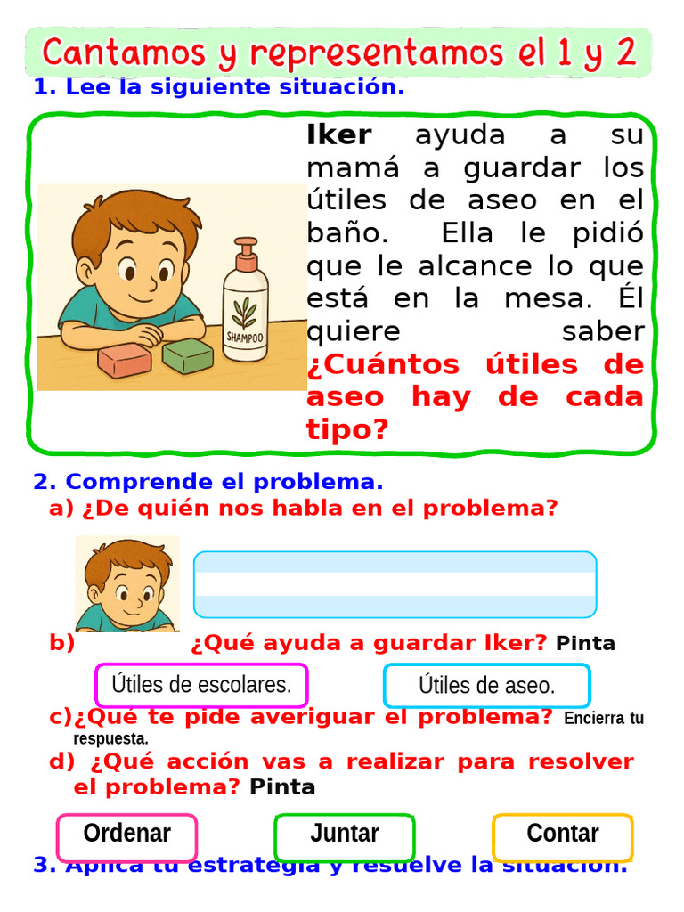 Ficha Aprendemos A Contar 1 y 2 Maestra Janet | PDF