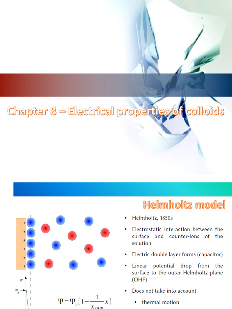 Colloid Chemistry - Chapter 8 - Electrical Property | PDF | Chemistry | Applied And ...