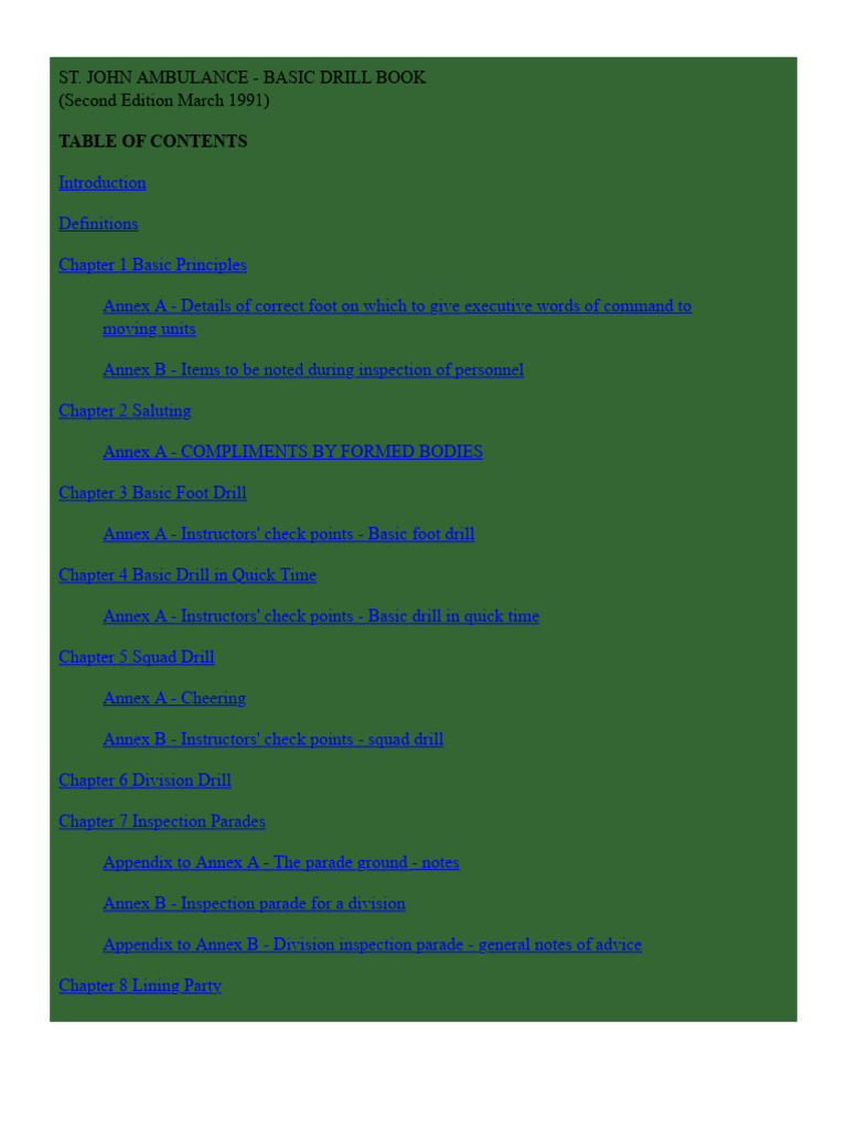 St. John Ambulance Basic Drill Guide | PDF | Military Rank | Foot