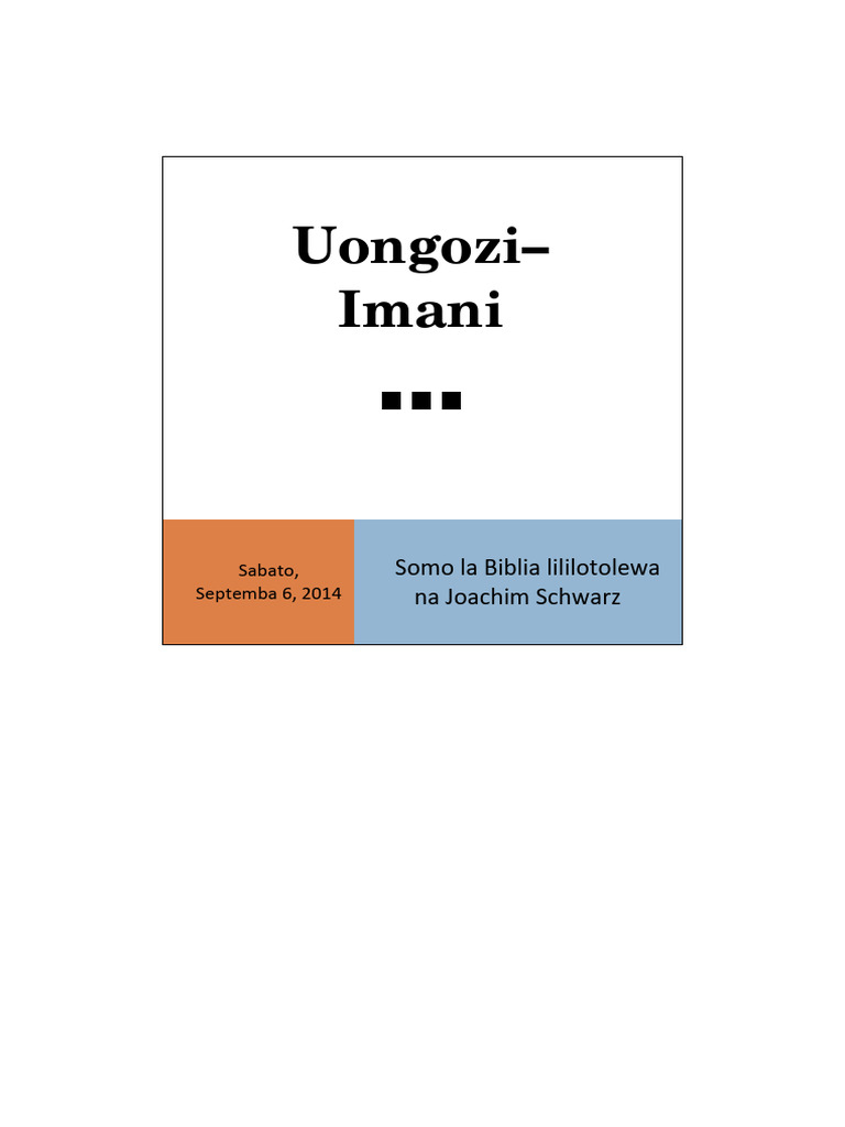 2014-09-06 Hubiri - Uongozi - Imani | PDF