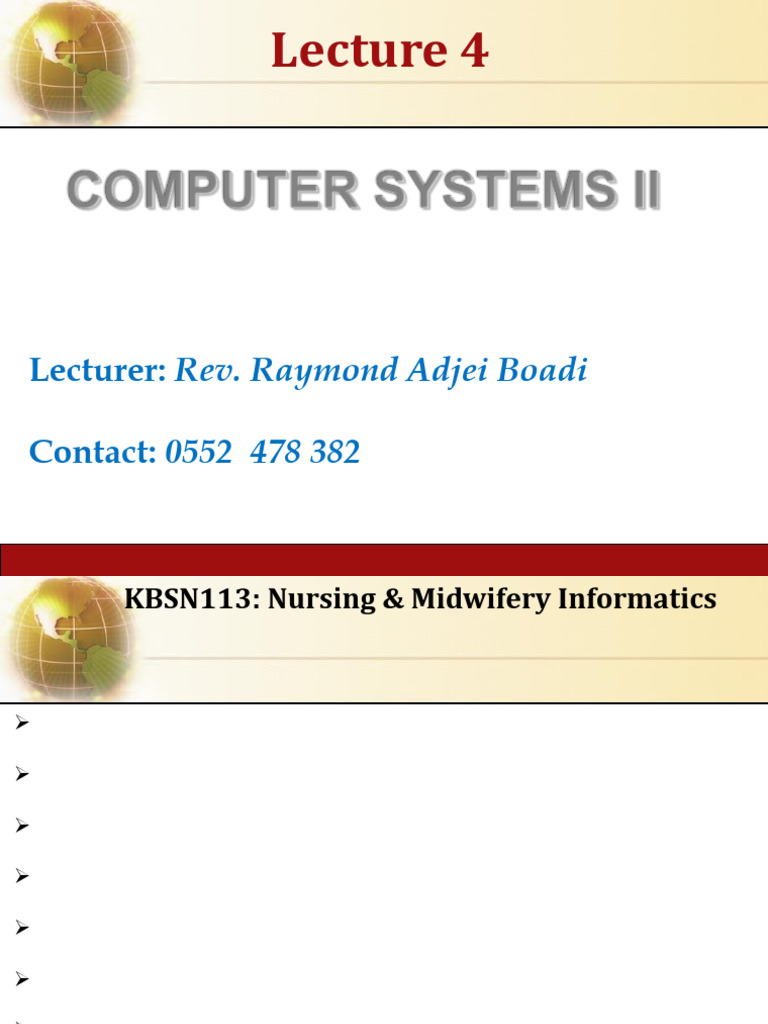 Lecture 4 Computer Systems II | PDF | Computer Data Storage | Computer Hardware