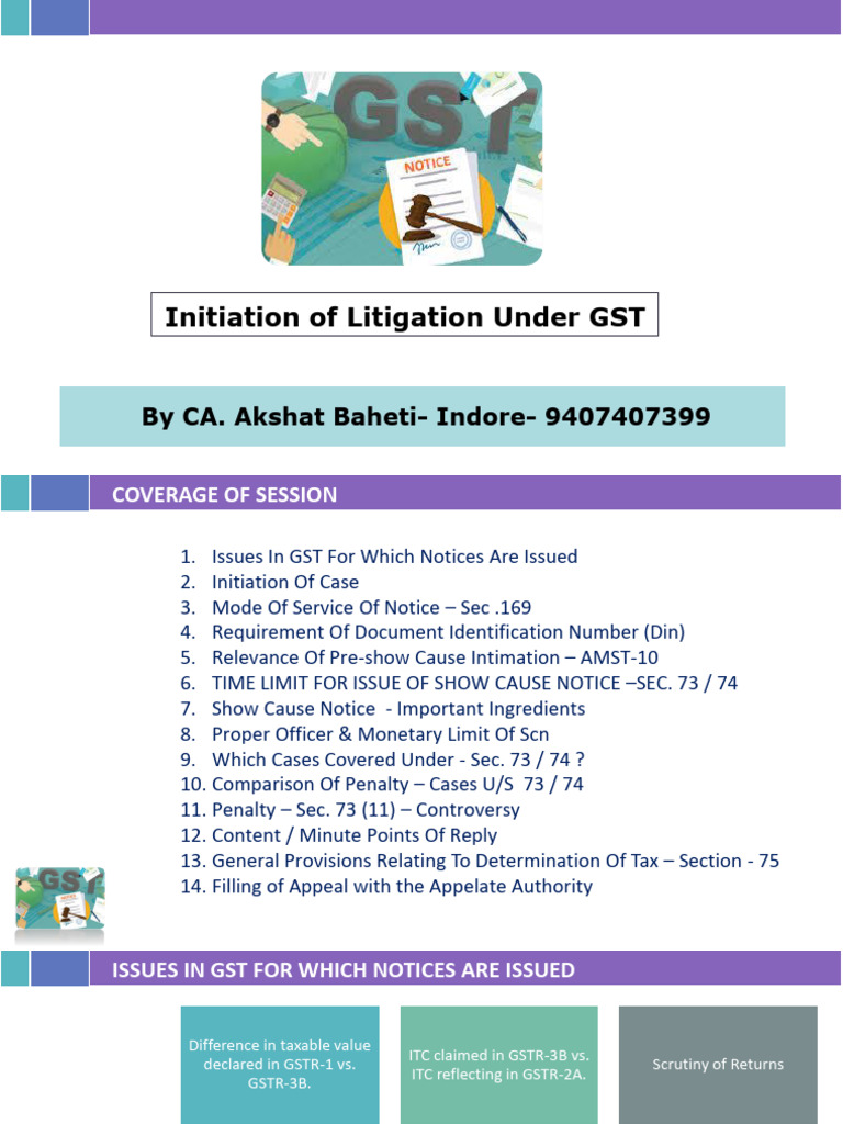 Intiation of Litigation Under GST | PDF | Appeal | Taxes