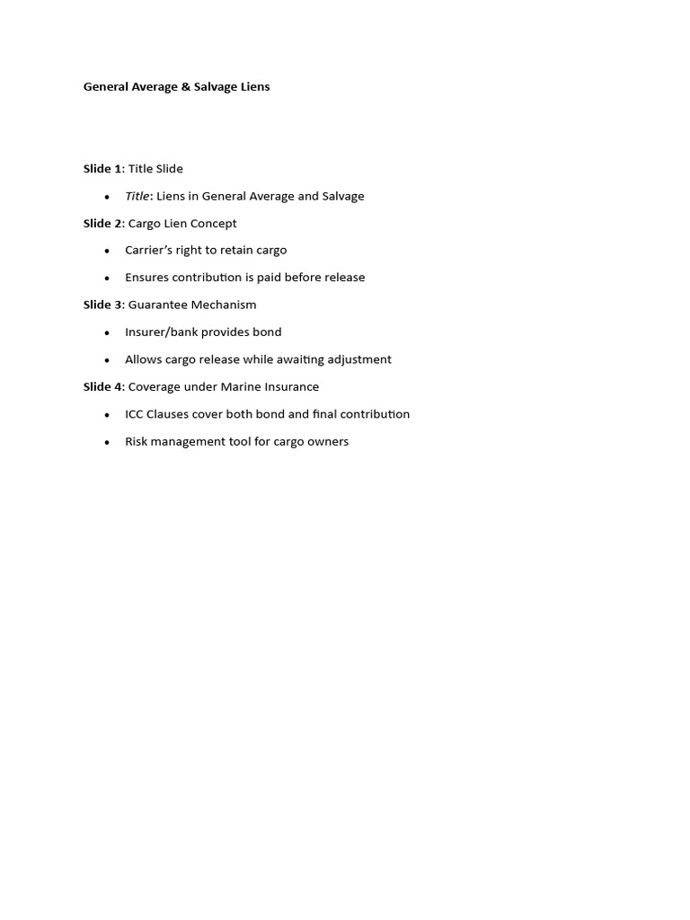 General Average and Salvage Liens Explained | PDF