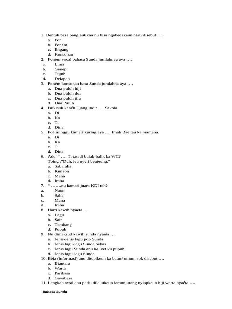 Kisi Kisi B. Sunda | PDF