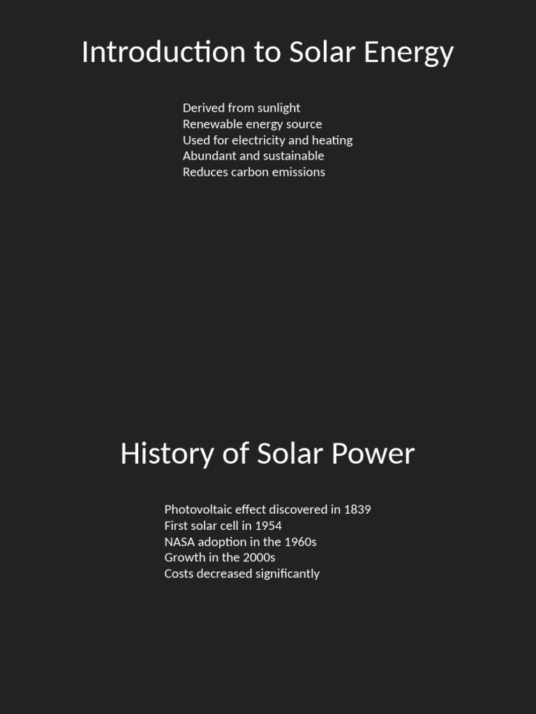 Solar Panel Presentation Dark Theme | PDF | Solar Power | Solar Panel