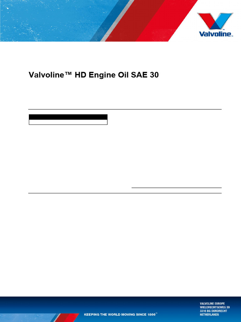 EUR Val HeavyDuty SAE30 MO HD EN | PDF | Motor Oil | Lubricant