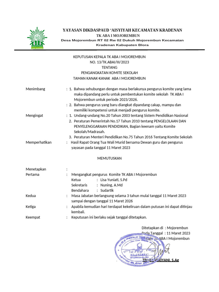 SK Komite Sekolah | PDF