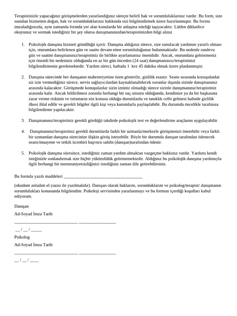 Bilgilendirilmiş Onam Formu - Online | PDF