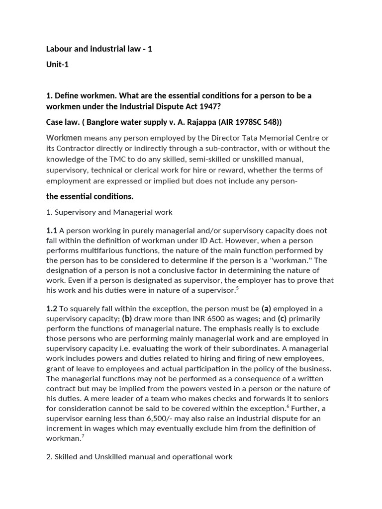 Labour and Industrial Law 7 Sem | PDF | Lockout (Industry) | Layoff