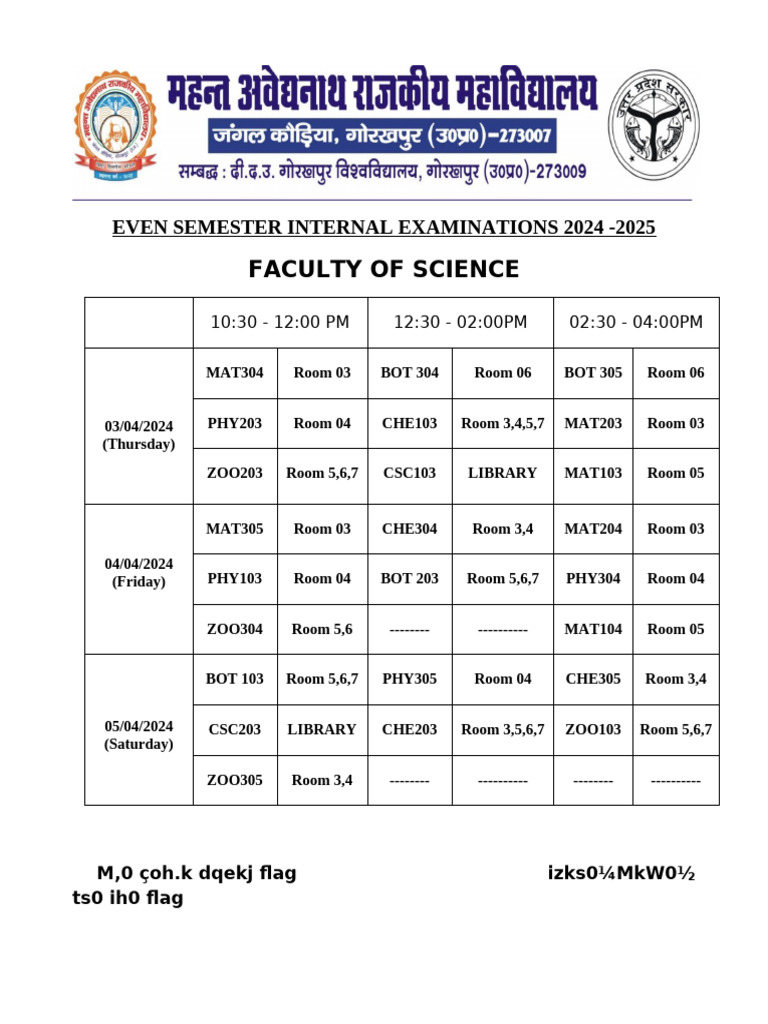 Exam Time Table | PDF