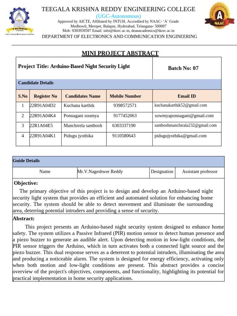 Project Abstract Format | PDF | Equipment
