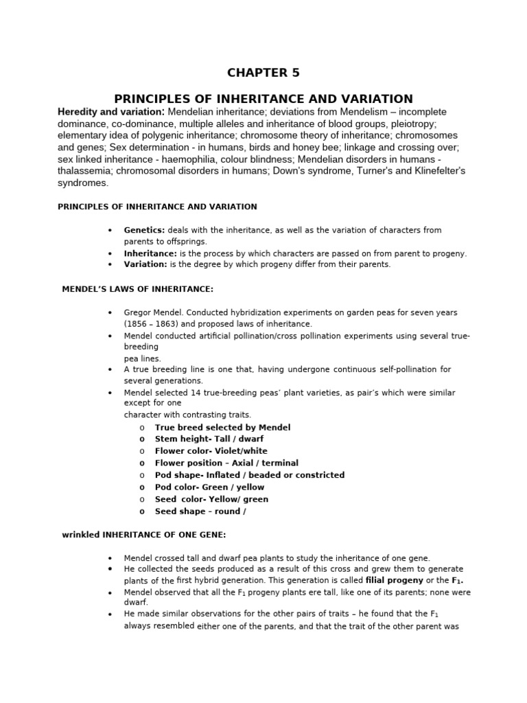 Chapter 4. Principles of Inheritance and Variation | PDF | Dominance (Genetics) | Allele