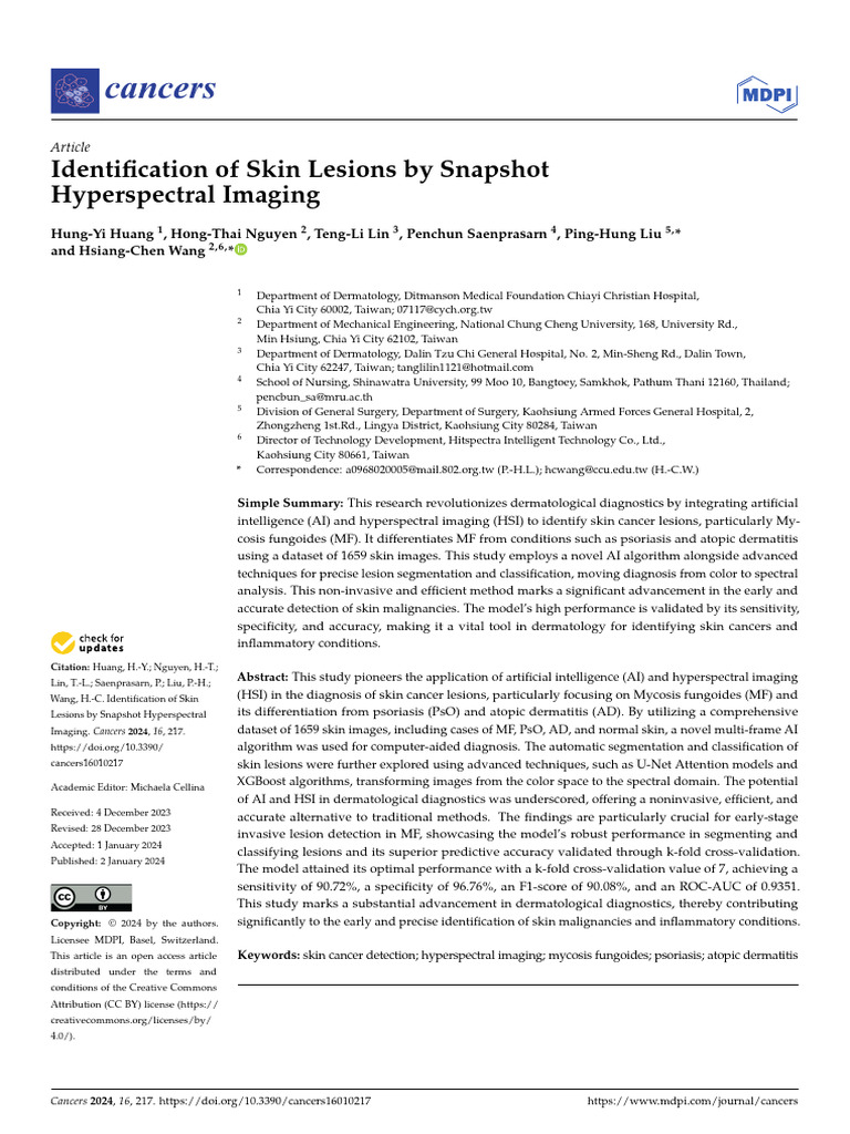 Identification of Skin Lesions by Snapshot | PDF | Image Segmentation ...