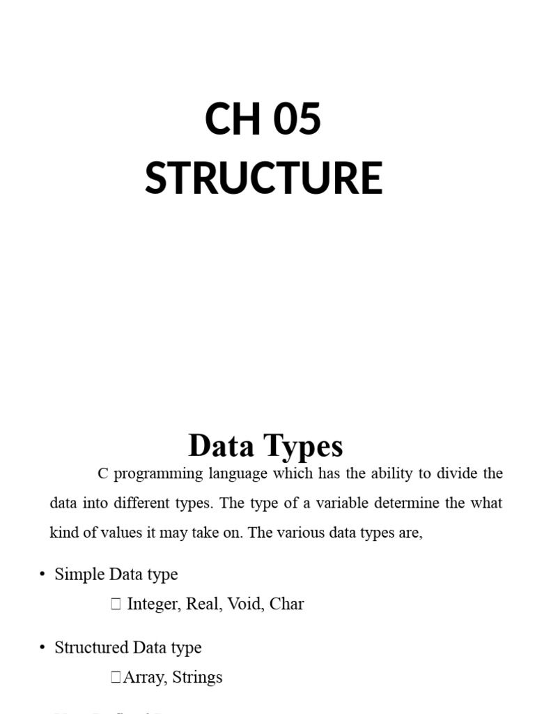 CH 05 - Structure and Union | PDF | Pointer (Computer Programming) | Data Type