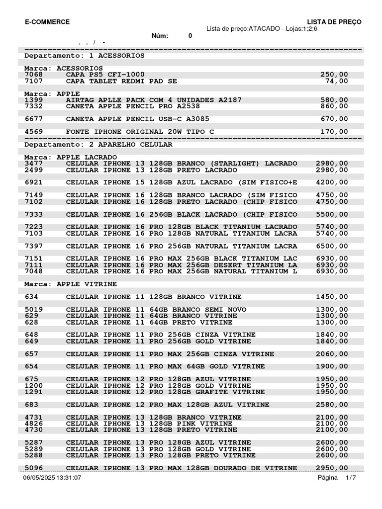 Tabela Atacado MK 06052025 Completo | PDF | Yo telefono | Hardware de Apple Inc.