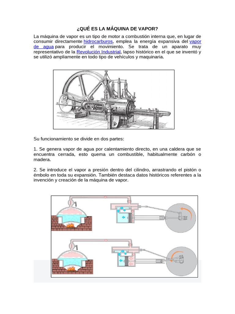Funcionamiento y uso de la máquina de vapor | PDF | Máquina de vapor ...