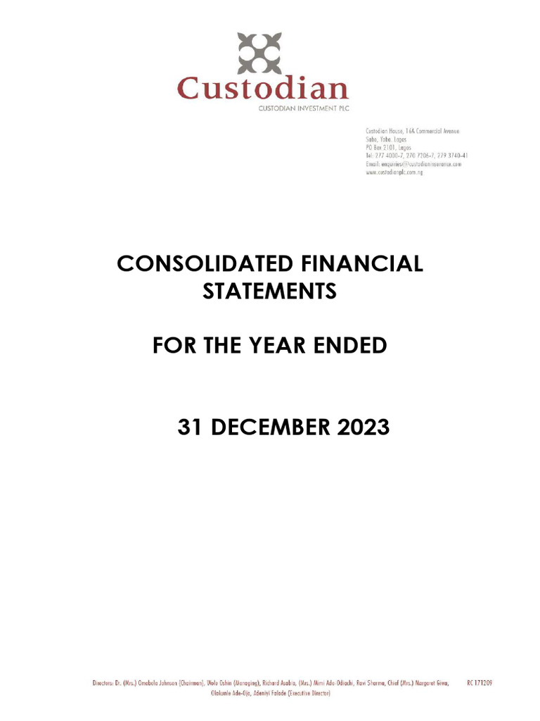 Custodian Investment Plc 2023 Financial Statements | PDF | Corporate ...