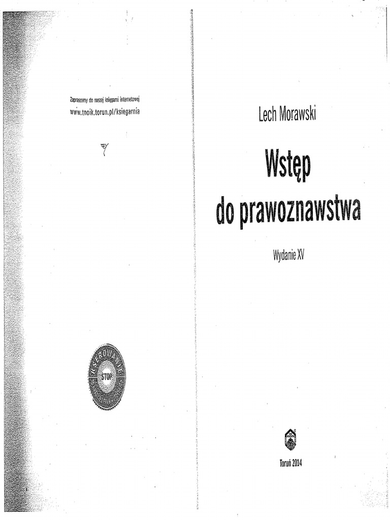 Wstęp Do Prawoznawstwa Wyd XV - Lech Morawski-Obrócony | PDF