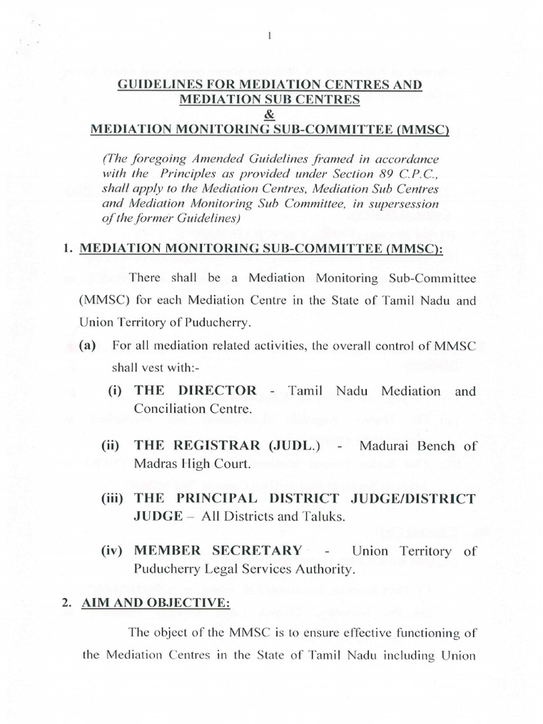 4.Guidelines for Mediation Monitoring Sub-Committee (MMSC)-1 | PDF