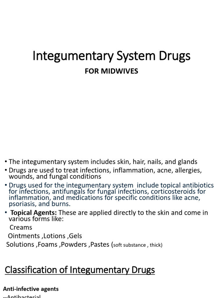 Integumentary System Drugs | PDF | Topical Medication | Medical Specialties