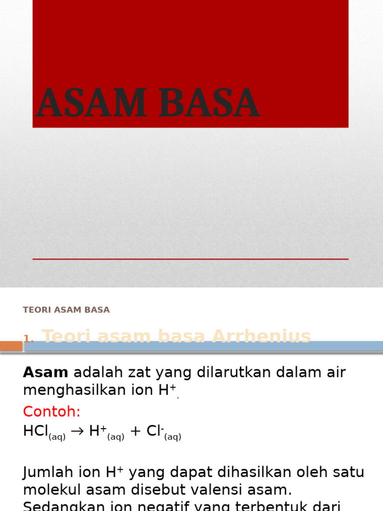 Teori Asam Basa dan Sifat Larutannya | PDF