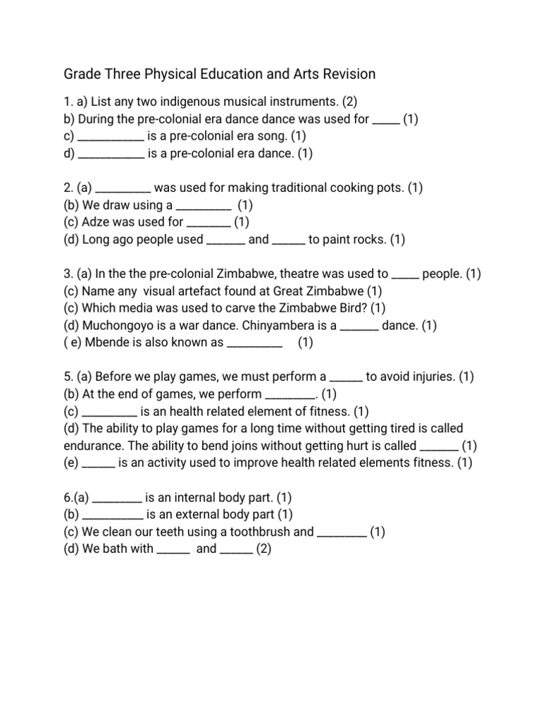 Grade Three Physical Education and Arts P2 | PDF