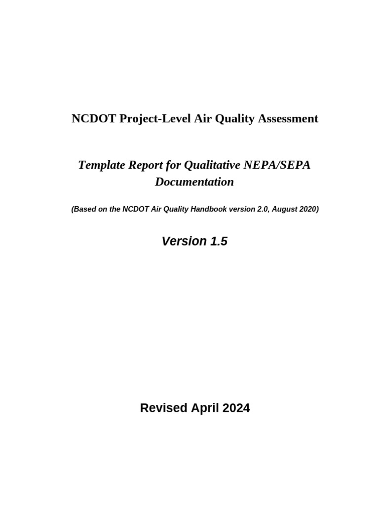 NCDOT Air Quality Assessment Template | PDF | Exhaust Gas | Particulates