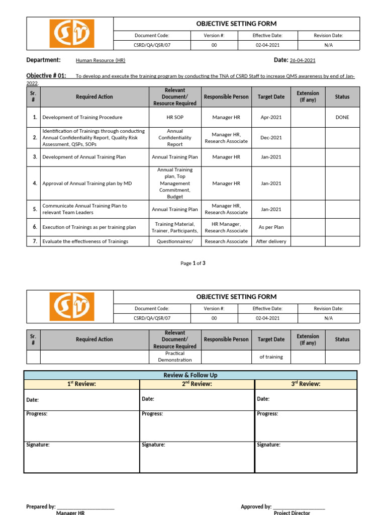 1-CSRD-HR Objective Setting | PDF