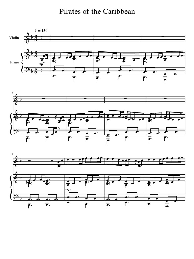 Interesting Pirates Of The Caribbean Music Sheet Gallery