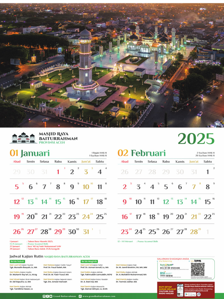 Kalender Masjid Raya Baiturrahman 25 Fix | PDF