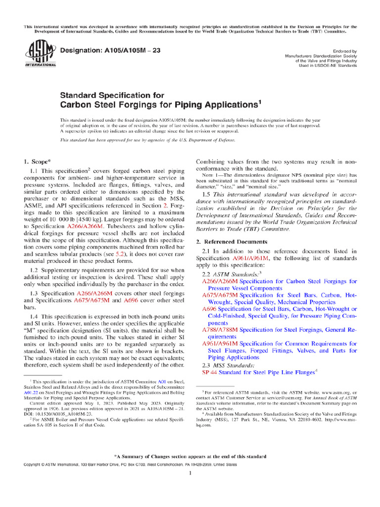 Astm A105 A105m 23 | PDF