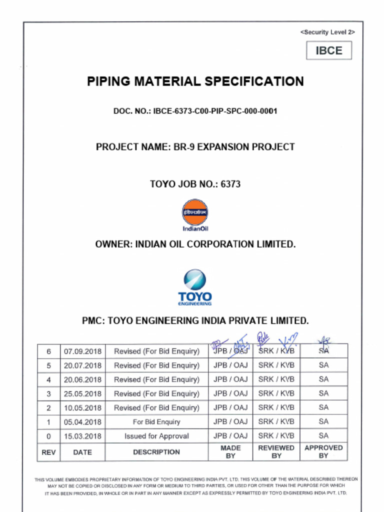 IBCE-6373-C00-PIP-SPC-000-0001-R6 | PDF | Valve | Pipe (Fluid Conveyance)
