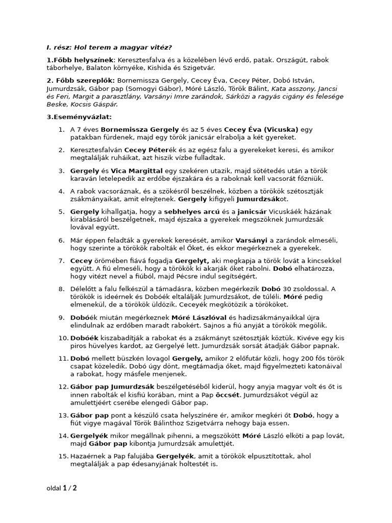 Egri Csillagok 1 Fejezet | PDF