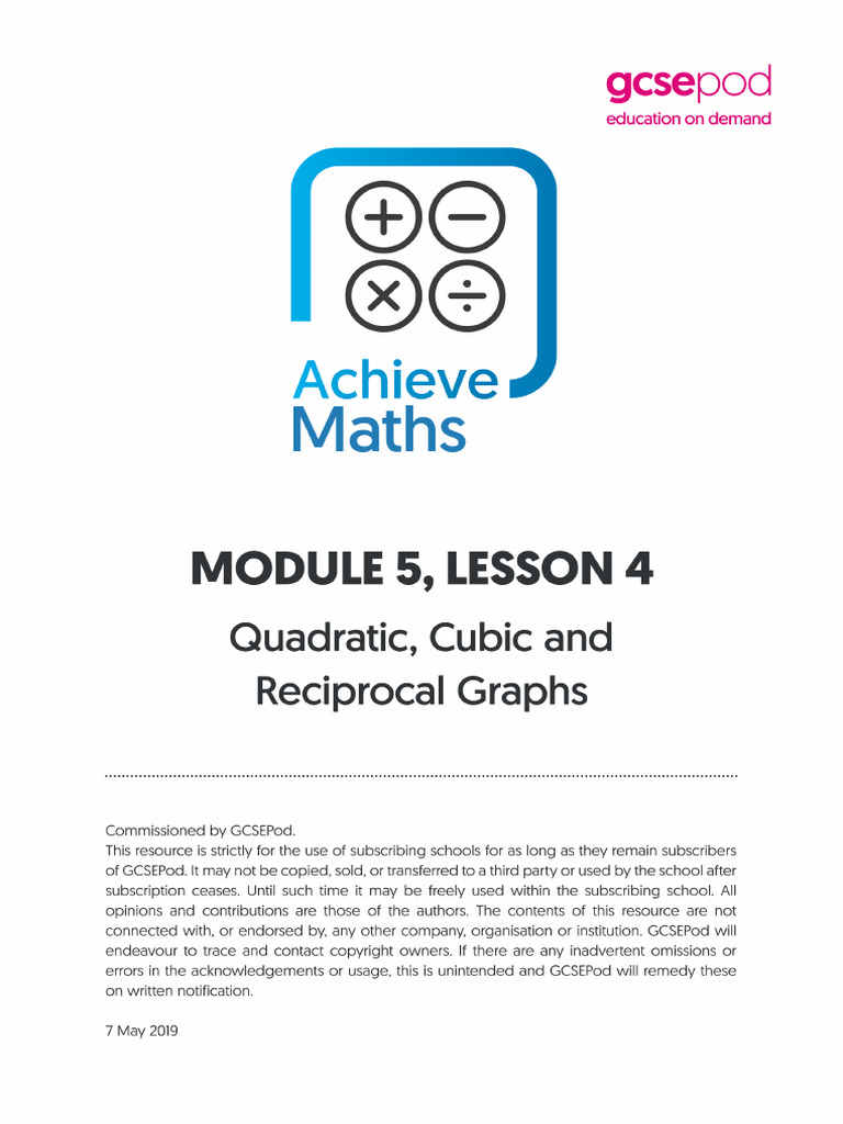 Quadratic, cubic and Reciprocal Graphs | PDF | Quadratic Equation | Mathematics