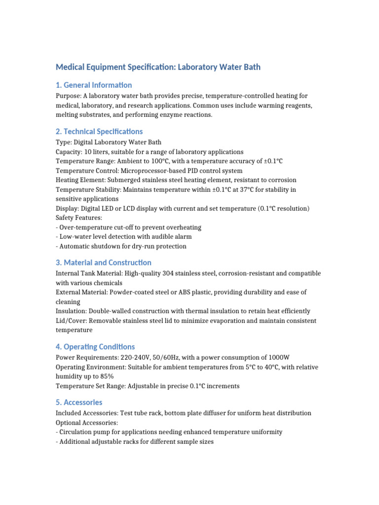 Laboratory Water Bath Specifications | PDF | Water | Corrosion