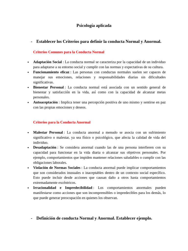 La conducta normal y anormal | PDF | Trastorno de ansiedad | Ansiedad