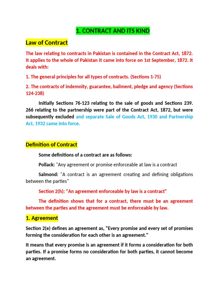 Overview of Business Contract Law | PDF | Consideration | Void (Law)