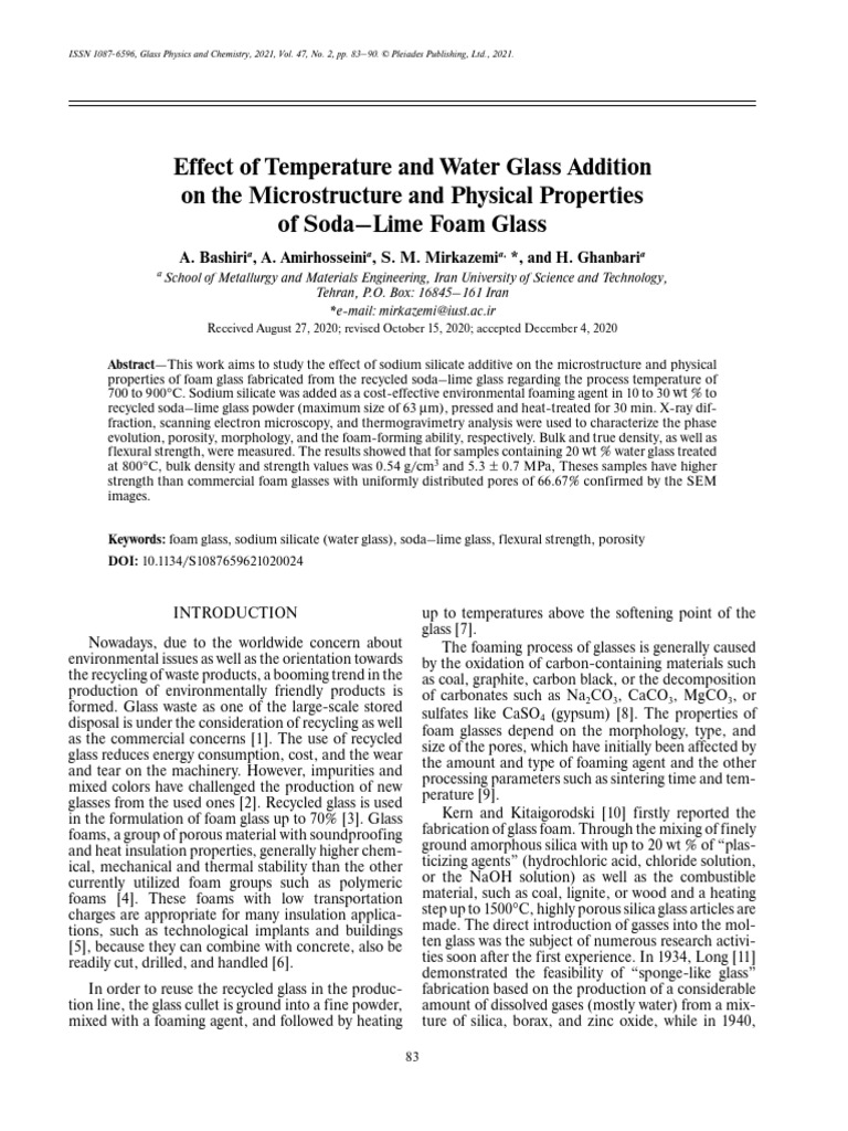 Effect of Temperature and Water Glass Addition On The Microstructure ...