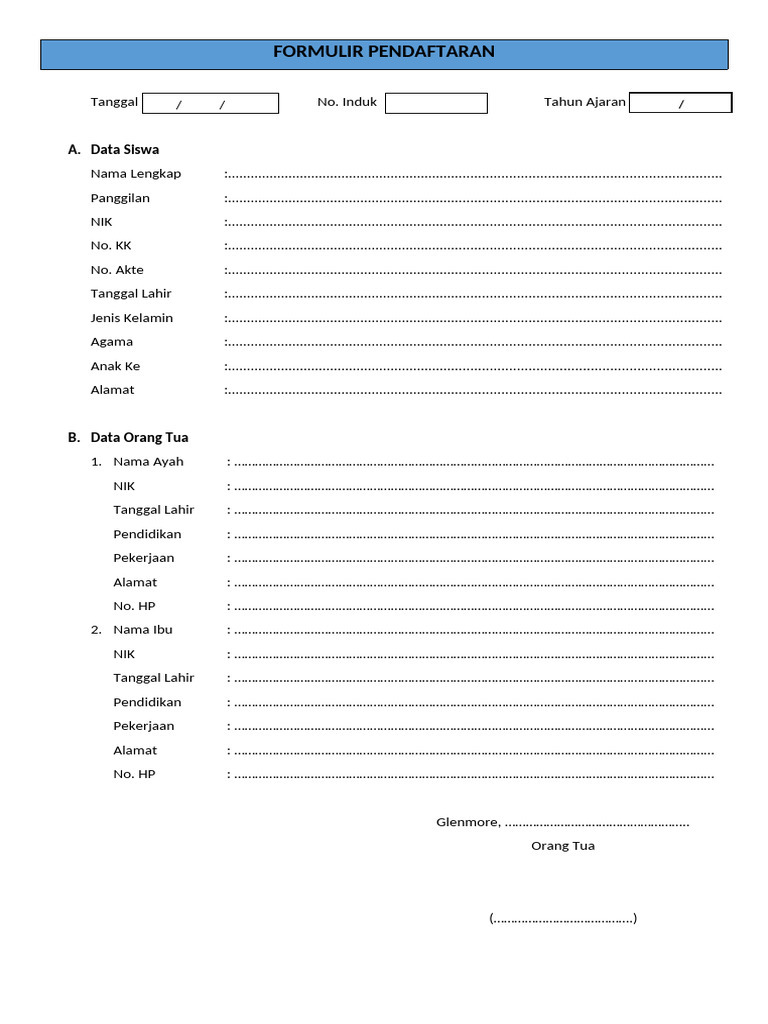 Formulir Pendaftaran Pdf