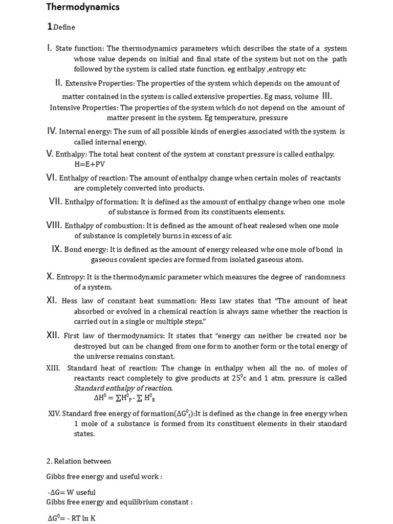Thermo | PDF | Gibbs Free Energy | Enthalpy
