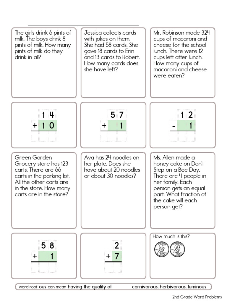 2nd Grade Word Problem Worksheets Book2 | PDF