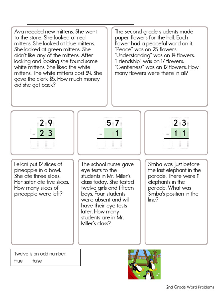 2nd Grade Word Problem Worksheets Book4 | PDF