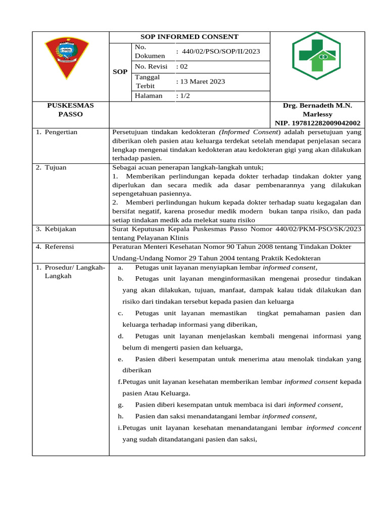 Sop Informed Consent | PDF